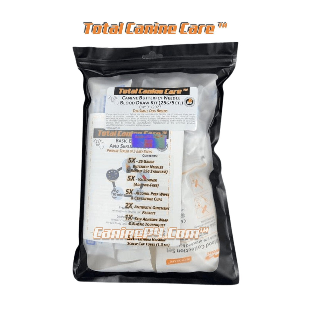 Total Canine Blood Draw Kit - Butterfly Needle and Vacutainer Kit ...