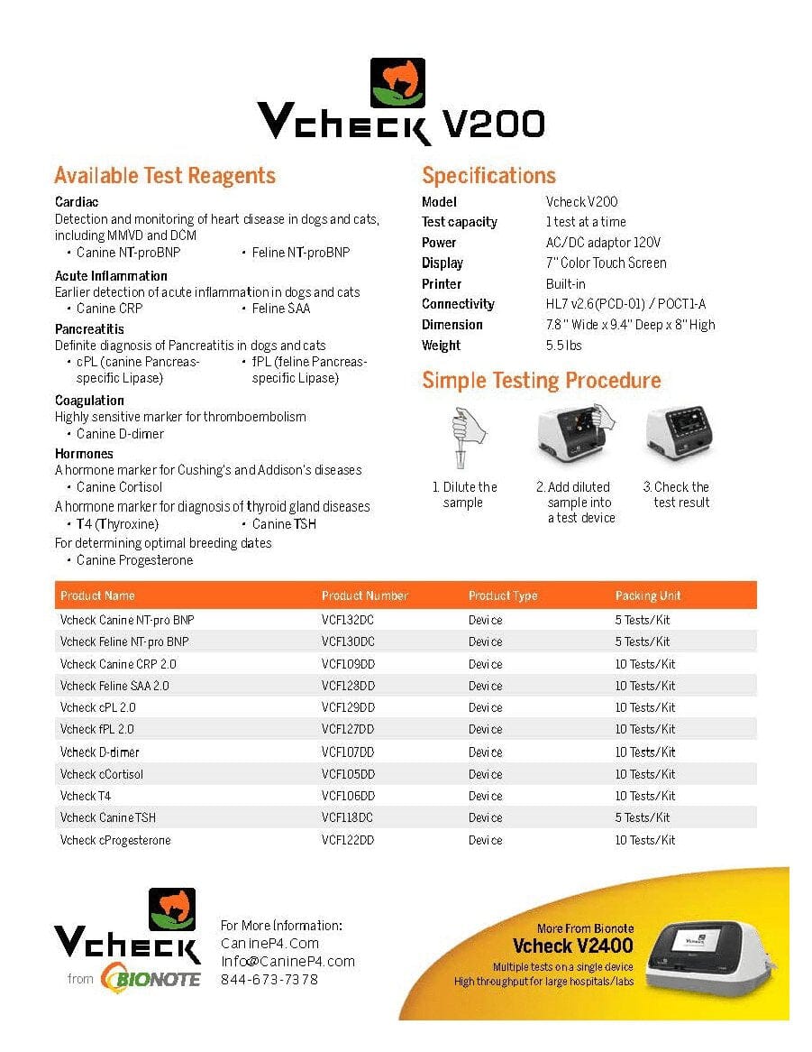 Vcheck V200 Bionote (Analyzer Only)